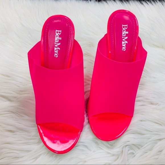 Shoes | Neon Pink Clear Wedge | Poshmark